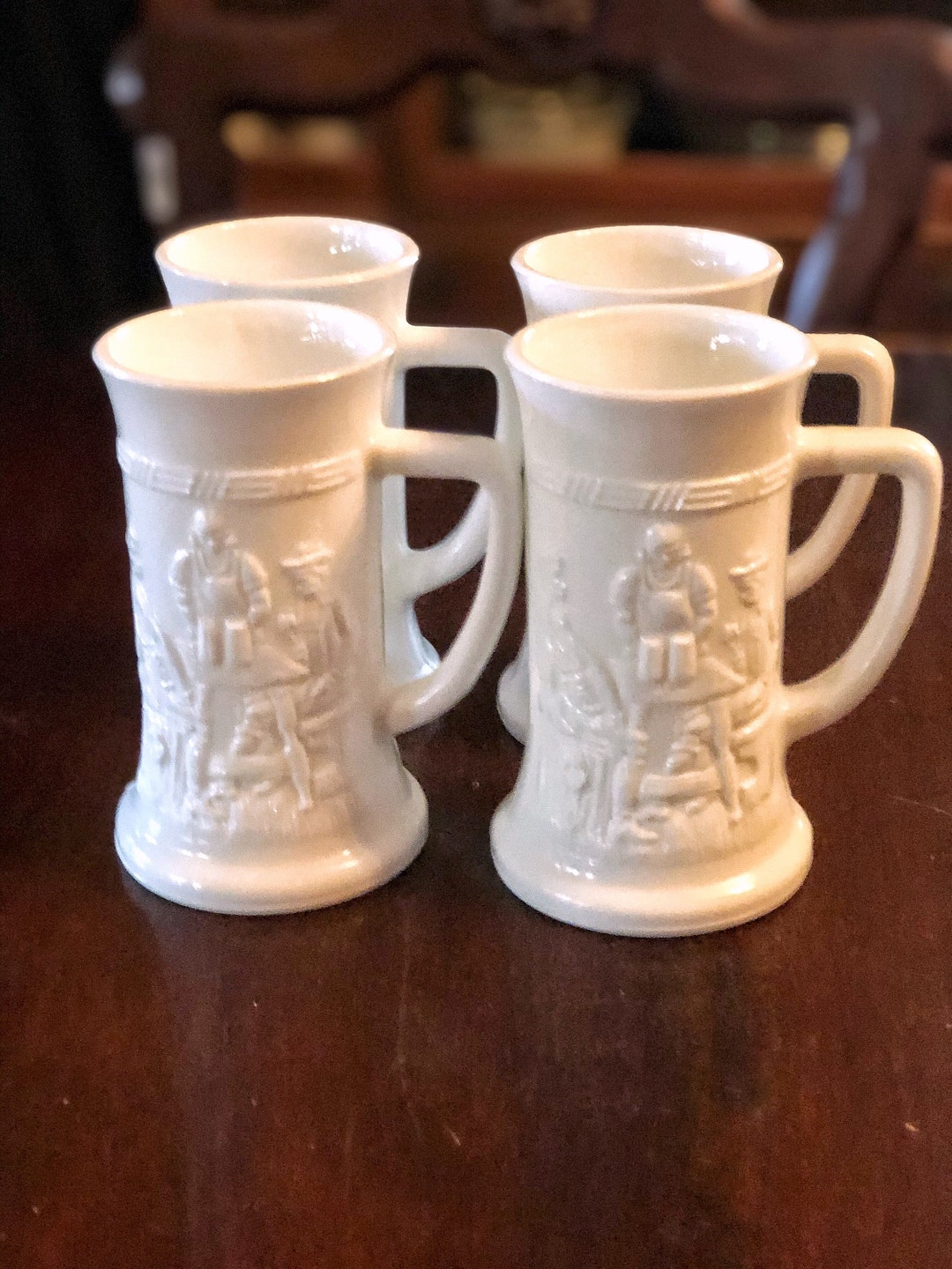 Federal Glass White Milk Glass Stein Set Of 4 Beer Steins Drinking