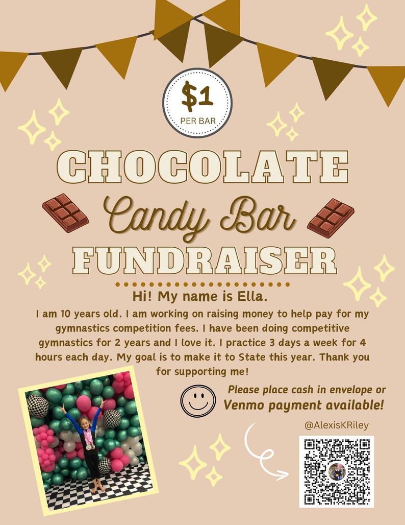 Editable Chocolate Bar Fundraiser Poster | Canva Template | School or ...