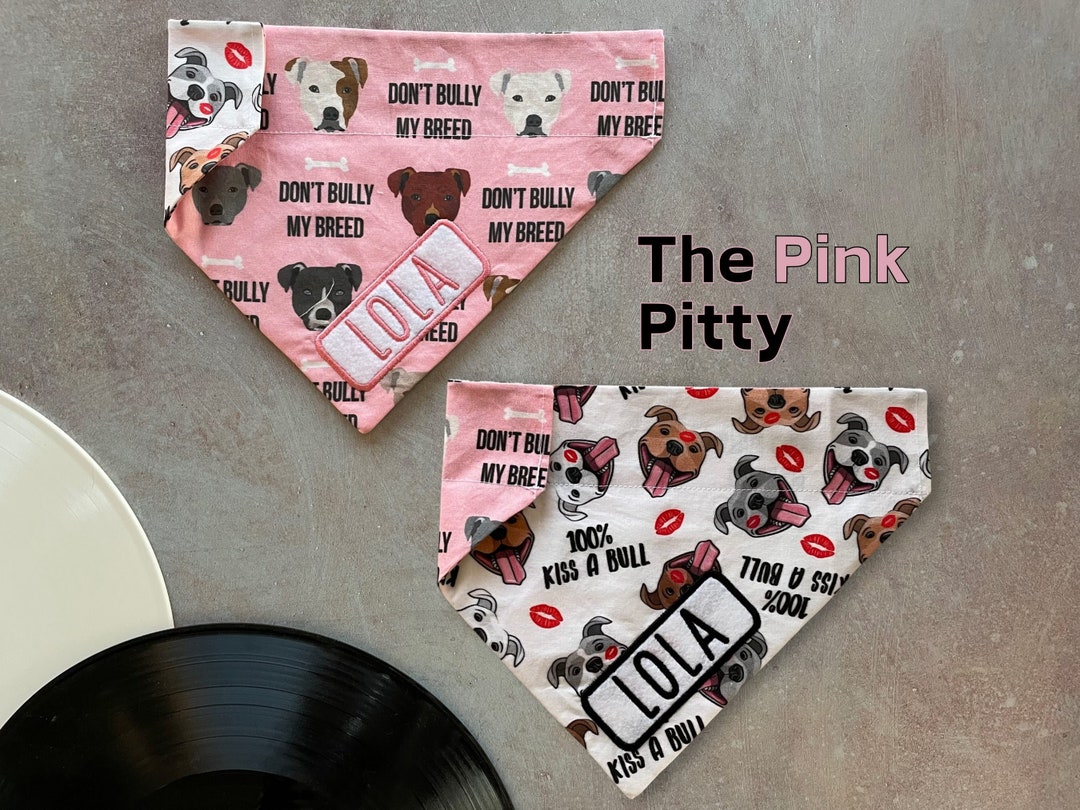 The Pink Pitty Over the Collar Dog Bandana Personalized & Reversible - Etsy