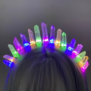 Daisy Light up Rave Crystal Quartz Crown Handmade Festival Wedding ...