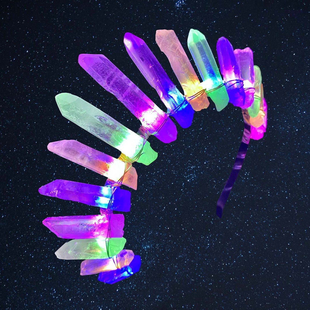 Daisy Light up Rave Crystal Quartz Crown Handmade Festival Wedding ...