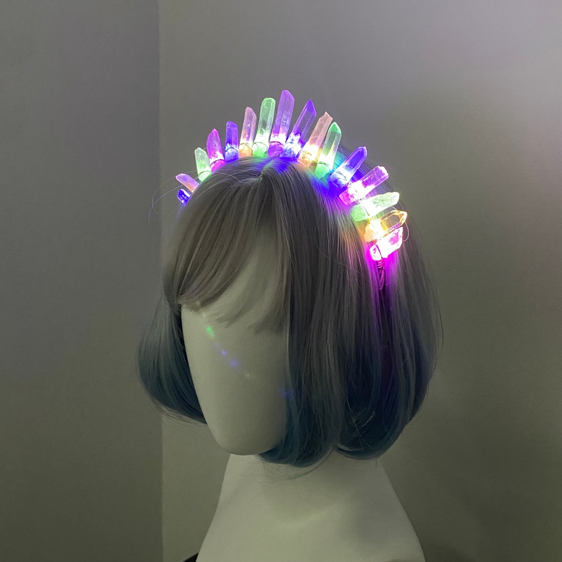 Daisy Light up Rave Crystal Quartz Crown Handmade Festival - Etsy