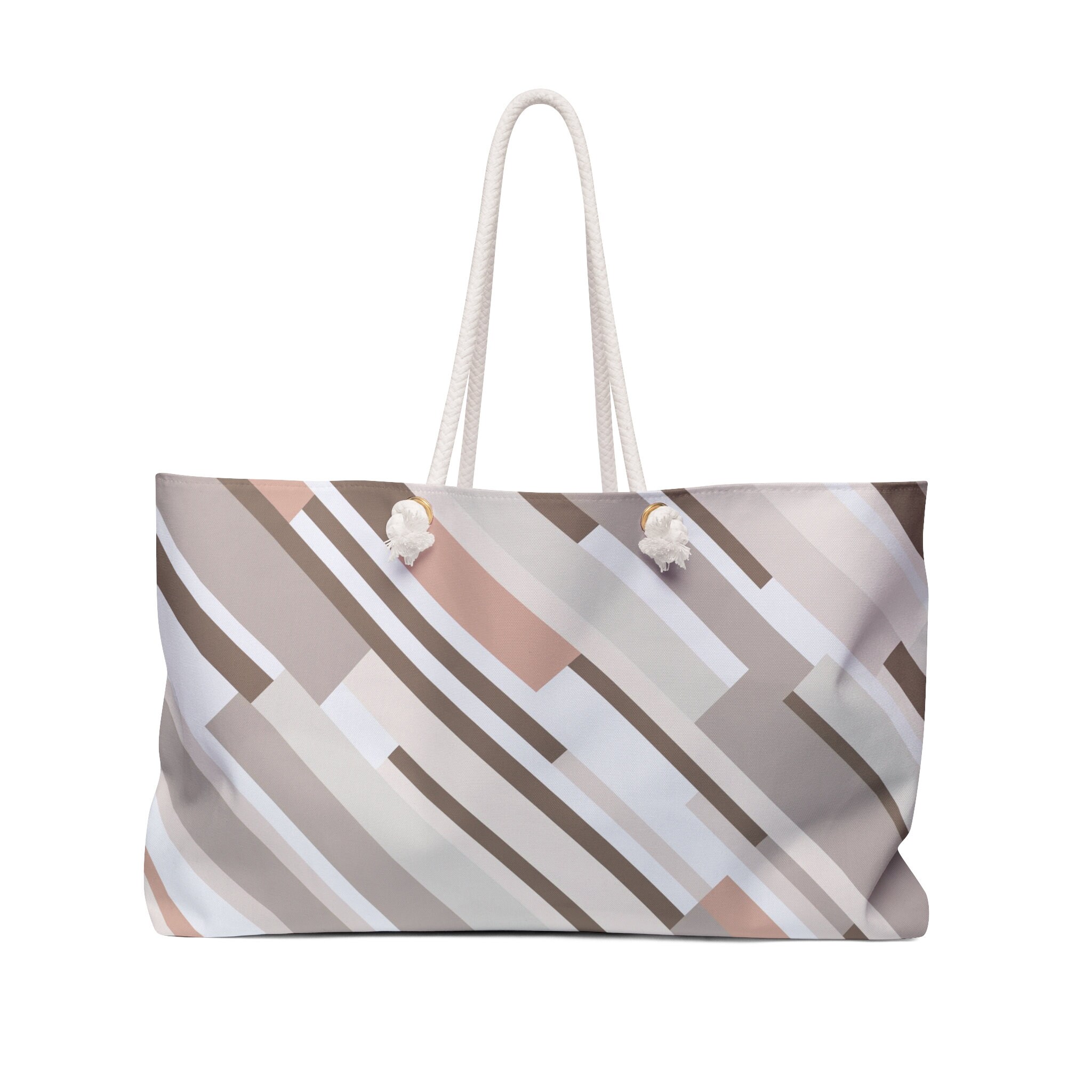 Diagonal Browns Weekender Tote Bag Large Carry-on Bag With Rope Handles ...