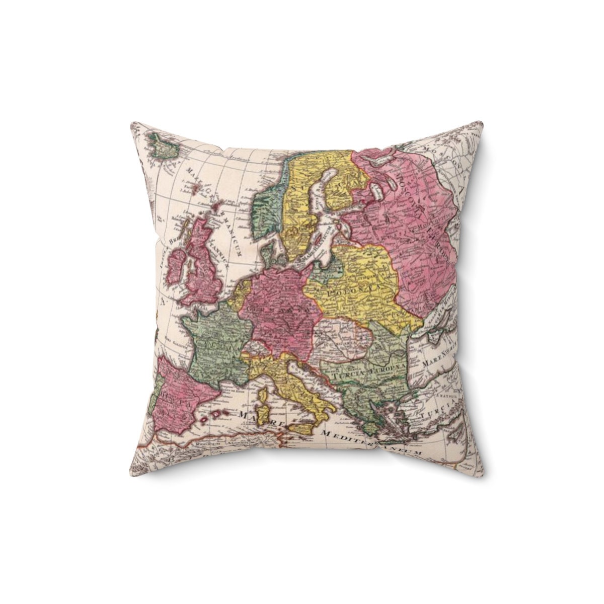 Vintage Map Pillow Historic Europe Map Square Throw Pillow - Etsy