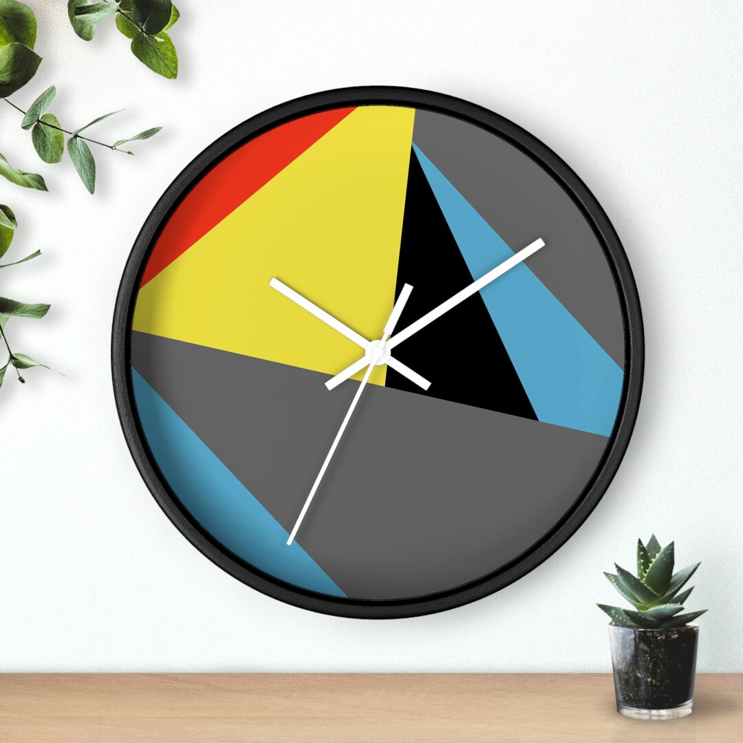 Round Wall Clock - Abstract, Geometic, Mondrian Style Design - Modern ...