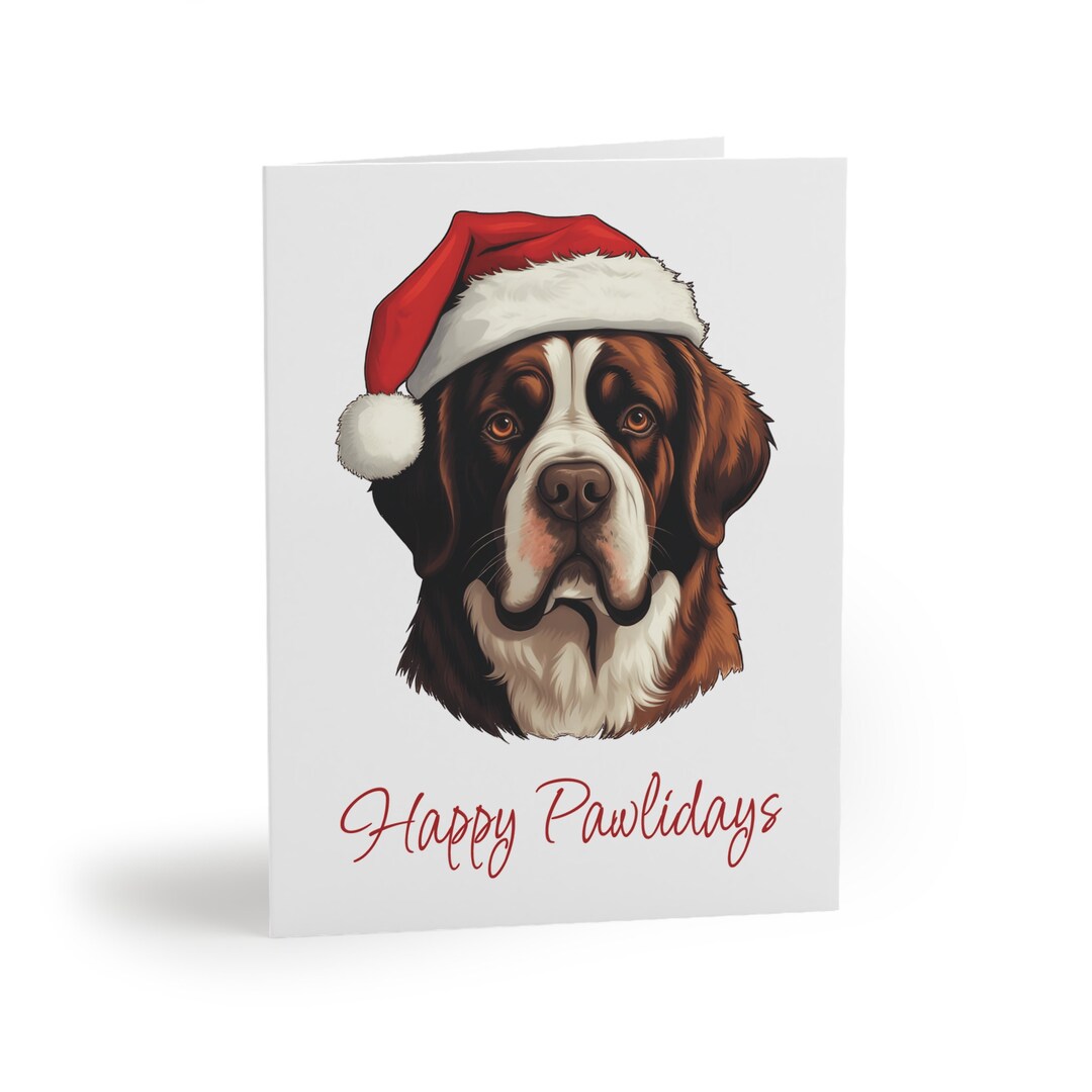 St. Bernard Christmas Cards – Dog Holiday Greeting Card Set - Etsy