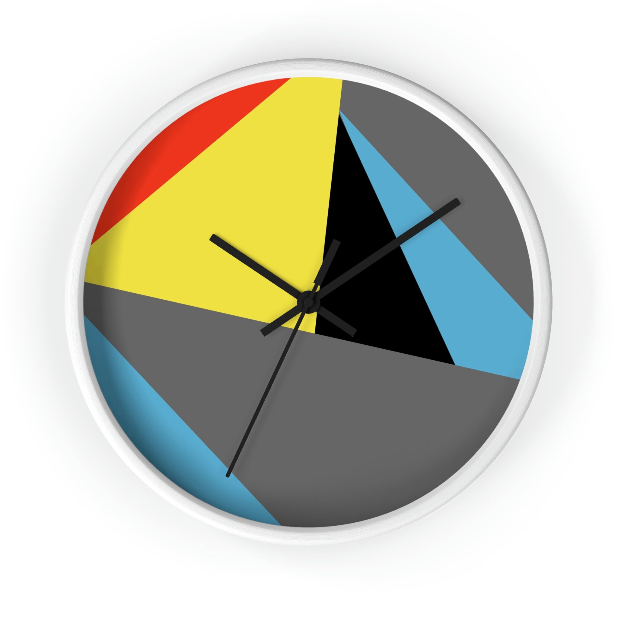 Round Wall Clock Abstract, Geometic, Mondrian Style Design Modern ...