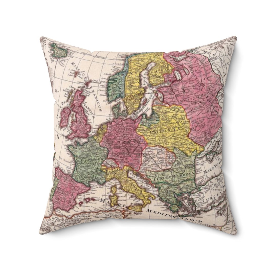 Vintage Map Pillow Historic Europe Map Square Throw Pillow - Etsy