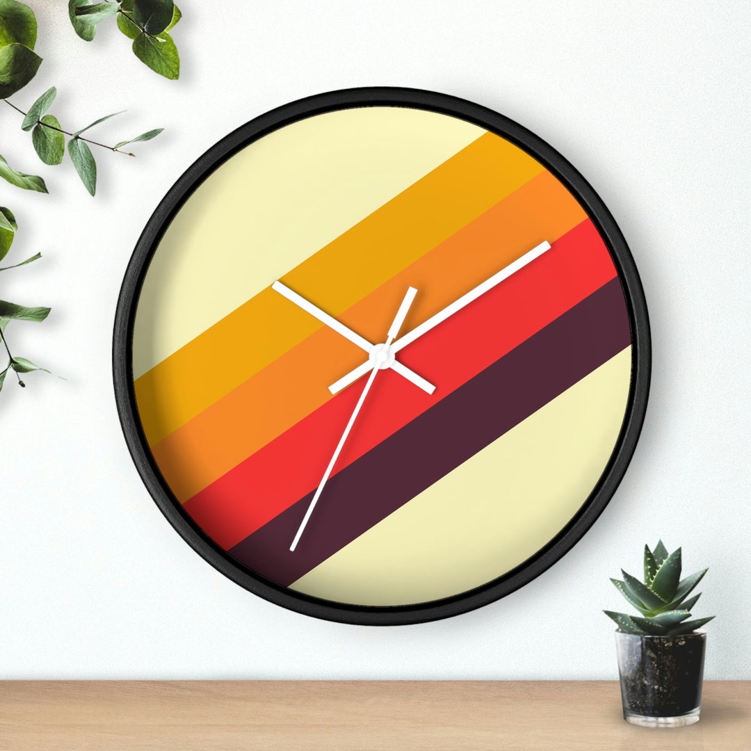 Round Wall Clock - Retro, 60s, Mod, Hippy Design - Modern, Contemporary ...