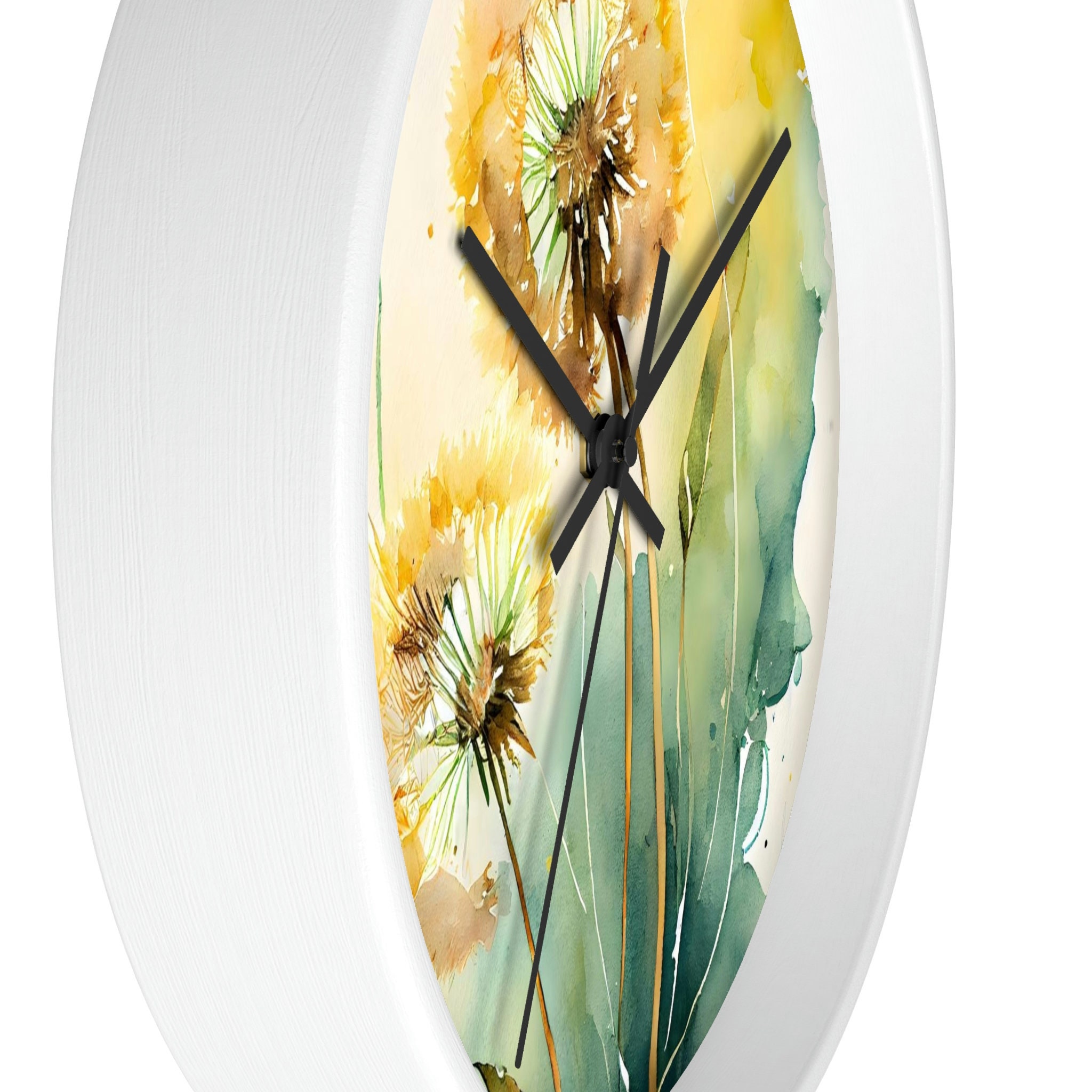 Round Wall Clock Watercolor Dandelions Design Modern, Contemporary 10 Wall Clock - Etsy
