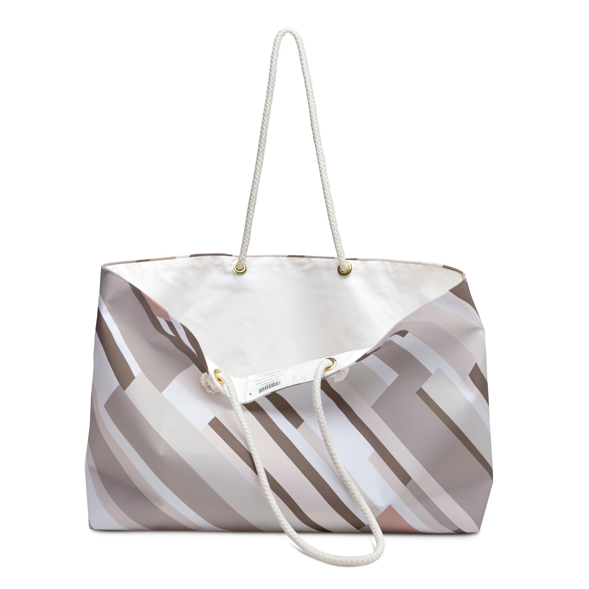 Diagonal Browns Weekender Tote Bag Large Carry-on Bag With Rope Handles ...