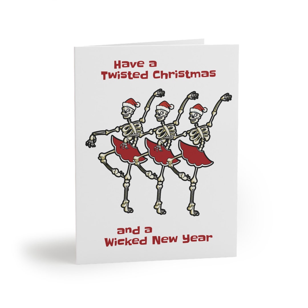 Dancing Skeletons Christmas Cards (4.25" X 5.5'') - Pack of 8, 16, or ...