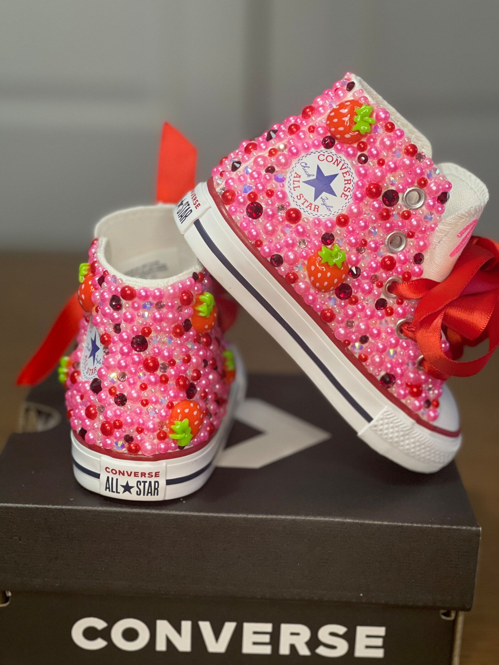 Strawberry Themed Converse - Etsy