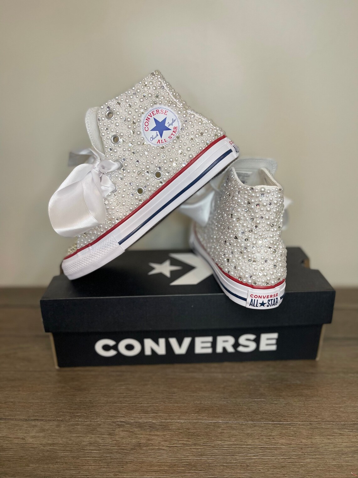 White Custom Converse - Etsy