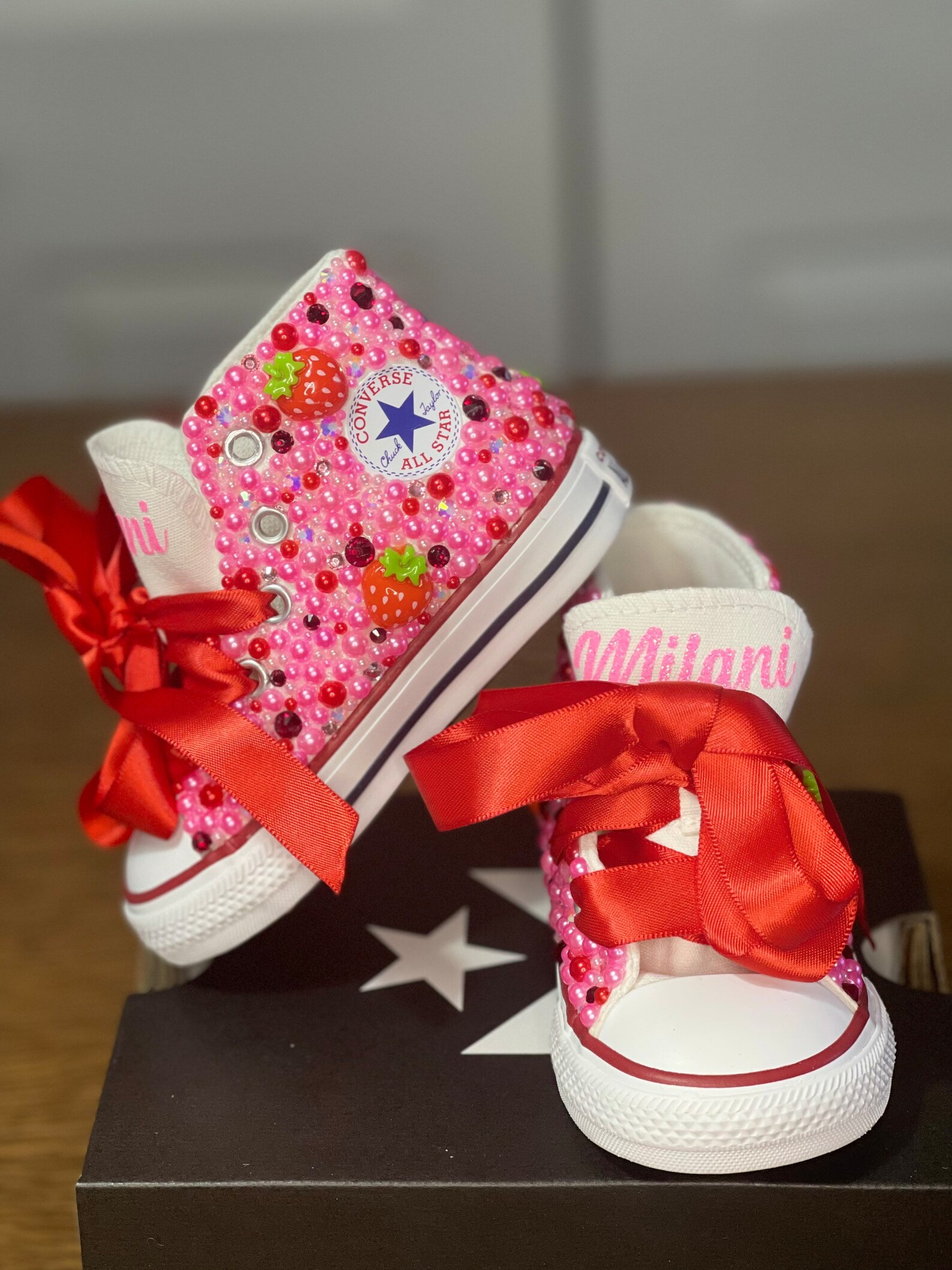 Strawberry Themed Converse - Etsy