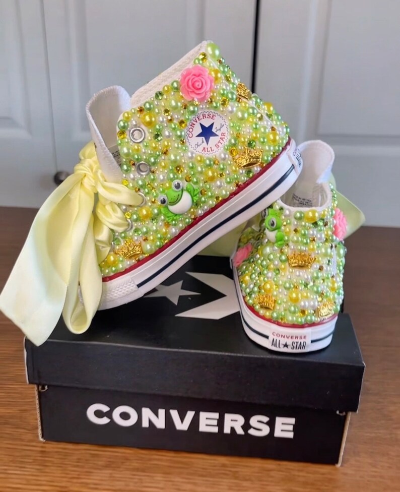 Princess & the Frog Converse | Bling Shoes | Frog Princess | Rhinestone ...