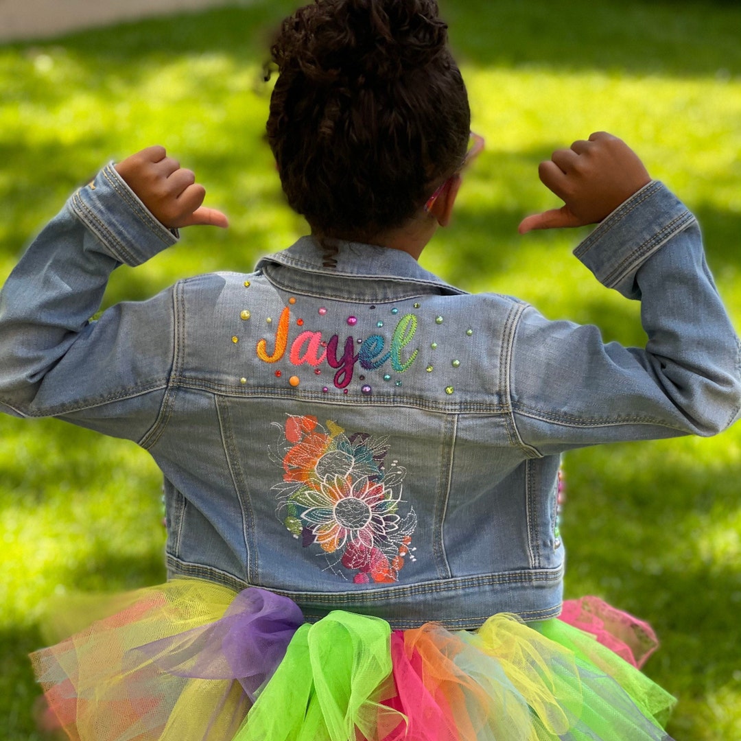 Personalized Rainbow Color Splash Jean Jacket - Etsy
