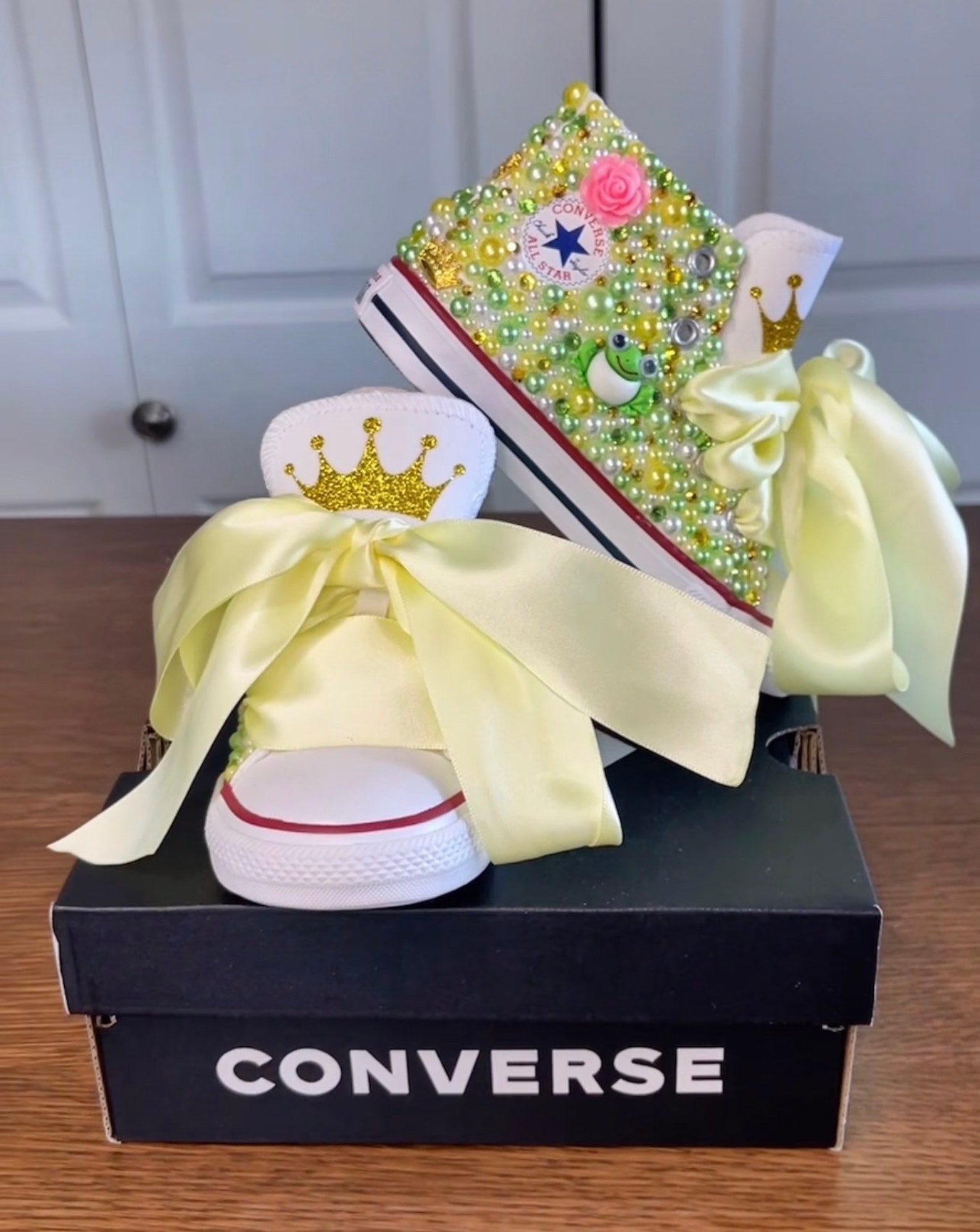 Princess & the Frog Converse | Bling Shoes | Frog Princess | Rhinestone ...