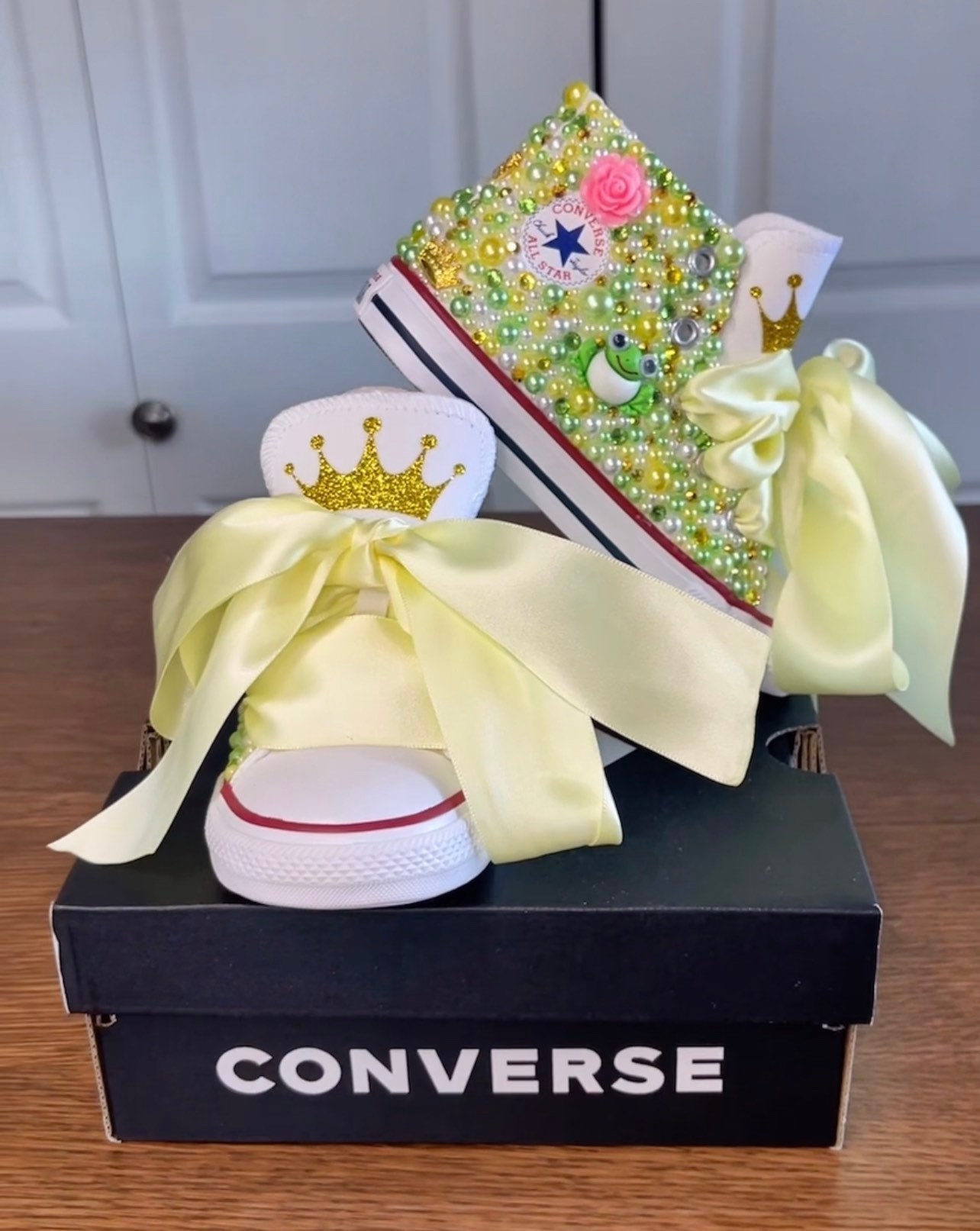Princess & the Frog Converse | Bling Shoes | Frog Princess | Rhinestone ...