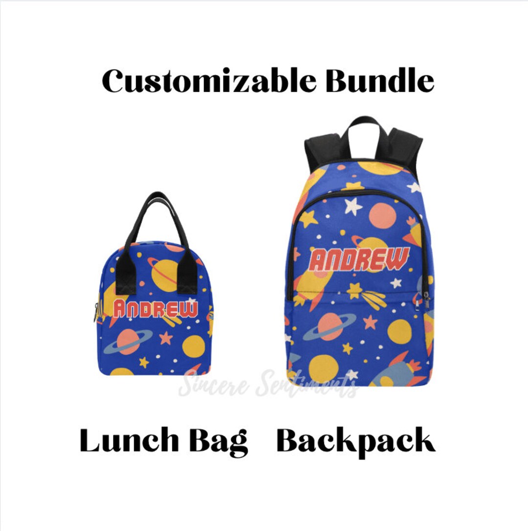 Personalized Blue Galaxy Backpack & Lunch Bag Bundle - Etsy