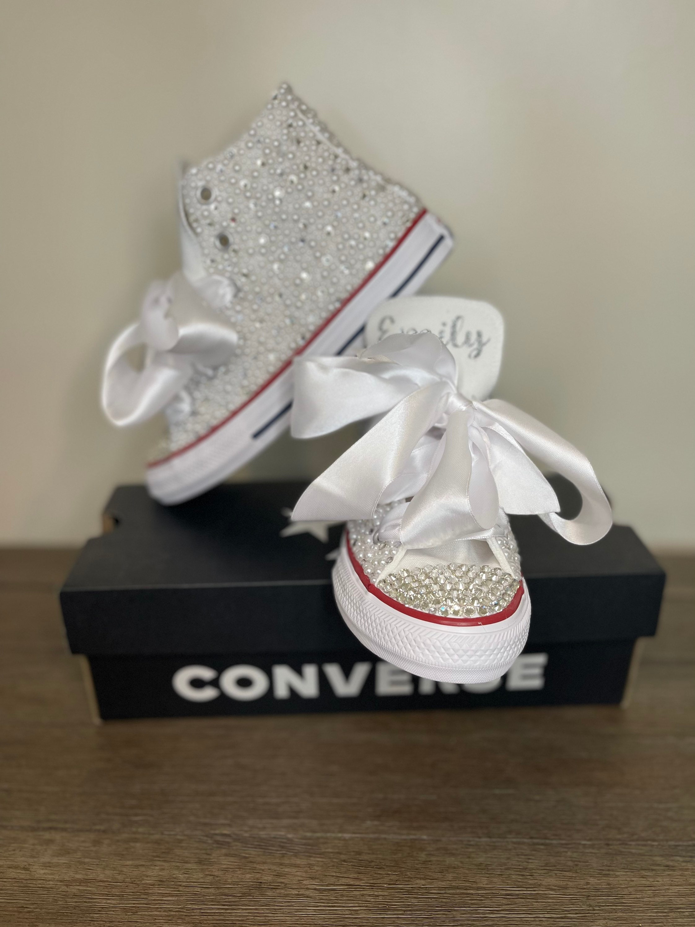 White Custom Converse - Etsy