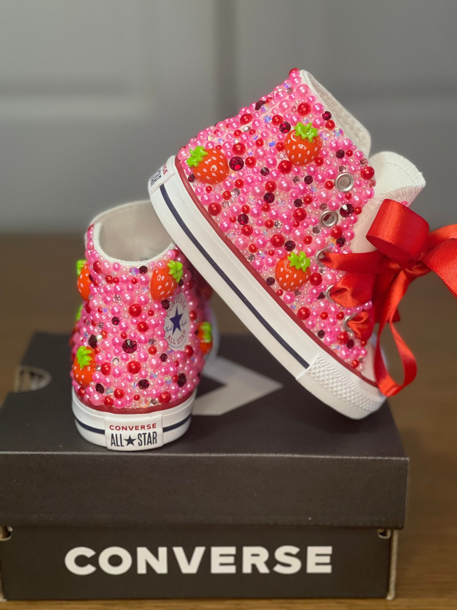 Strawberry Themed Converse - Etsy