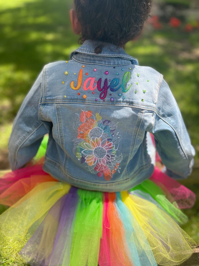 Personalized Rainbow Color Splash Jean Jacket Bling Jacket - Etsy
