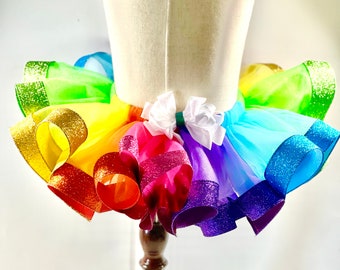 Pastel Rainbow Glitter Tutu, Rainbow Tutu, Tutu, Birthday Tutu, Fun Run ...