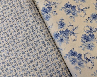Blue Floral Quilting Fabric - Etsy
