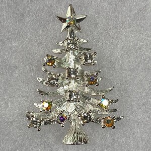 Vintage Eisenberg Ice Silver AB and Clear Rhinestone Christmas Tree ...