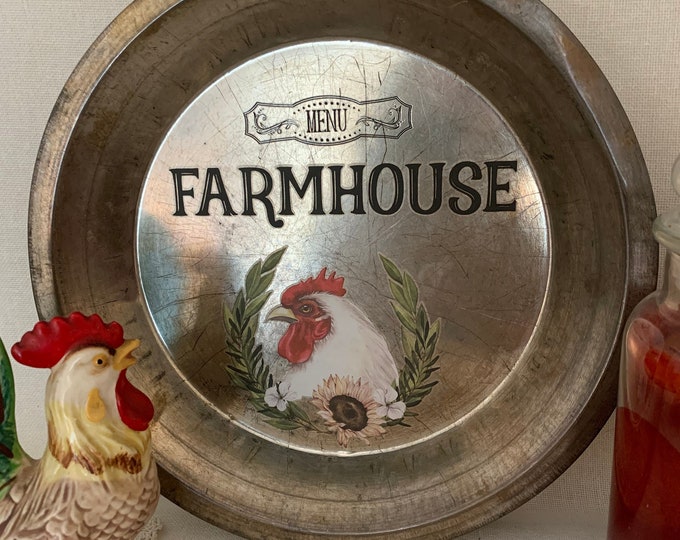 Farmhouse Rooster Pie Plate Decor, Country Rooster Pie Plate, Farmhouse ...