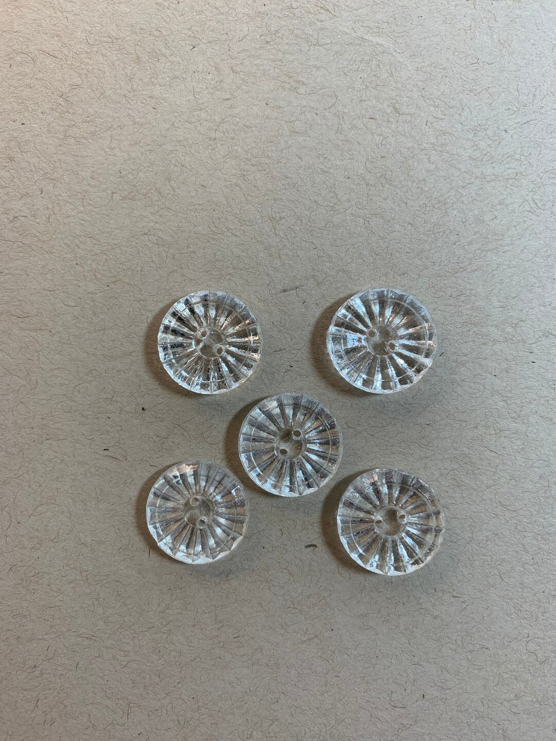 Vintage Clear Glass Buttons, Set of 5 Vintage 2 Hole Sew Thru Clear ...