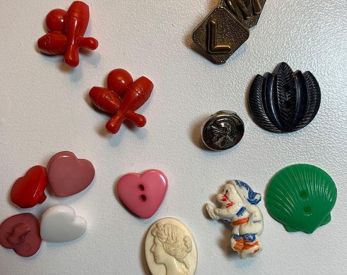 Goofy Buttons, Realistic Buttons, Group of 14 Fun Buttons, Vintage ...