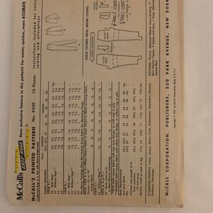 Vintage 1957 Mccall's Pattern 4420, 1957 Mccalls Pattern Tapered Slacks ...