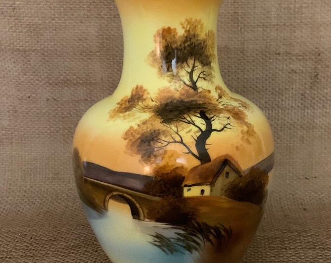 Noritake Green Label Yellow Vase, 8" Morimura Brothers Noritake Hand ...