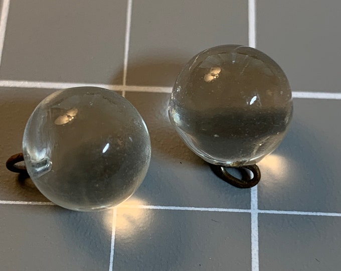 Set 1/2" Glass Ball Buttons, Brass Plate & Loop Shank Glass Ball ...