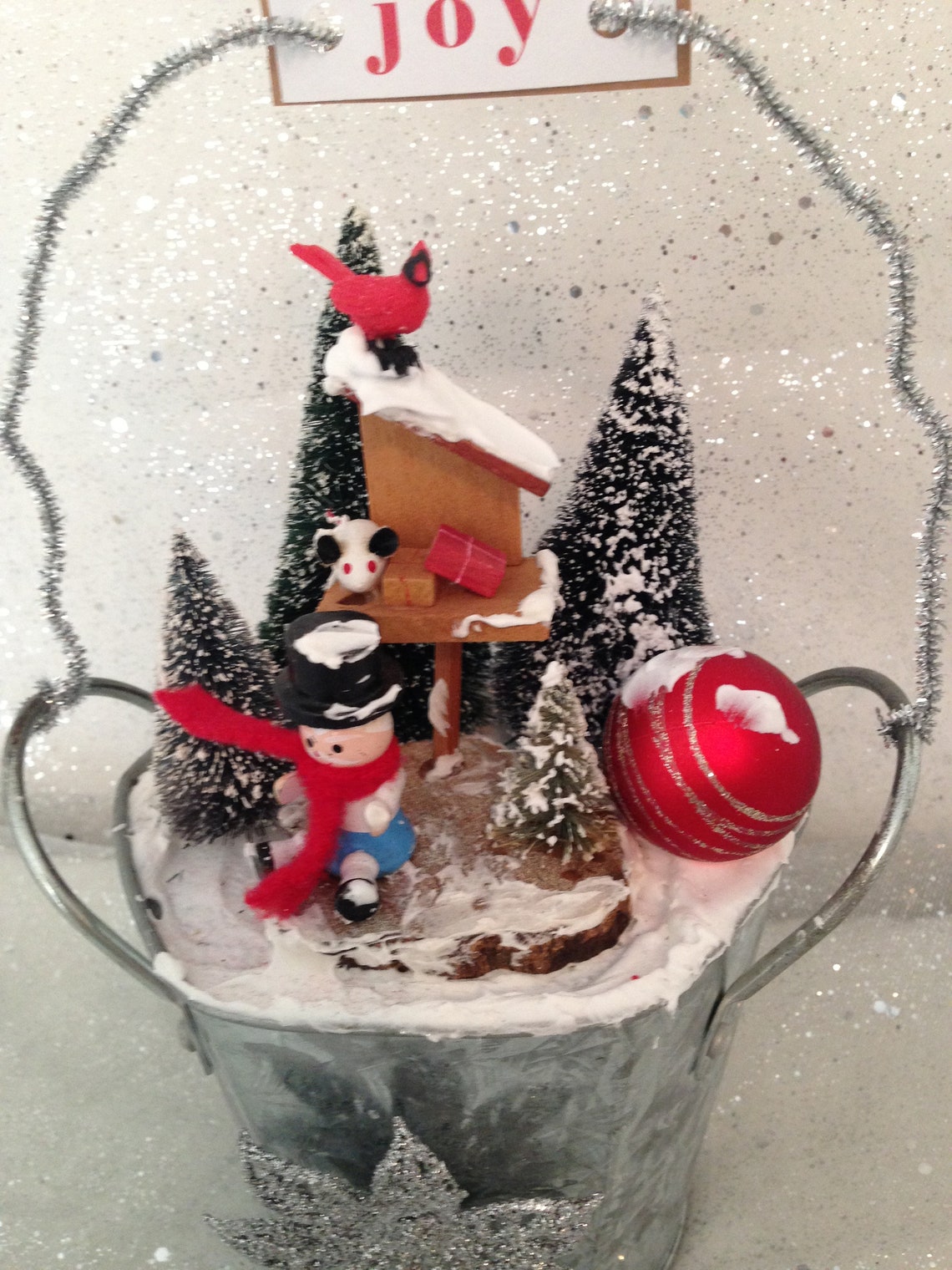 Christmas Winter Vignette Mini Winter Scene Vintage Handmade | Etsy