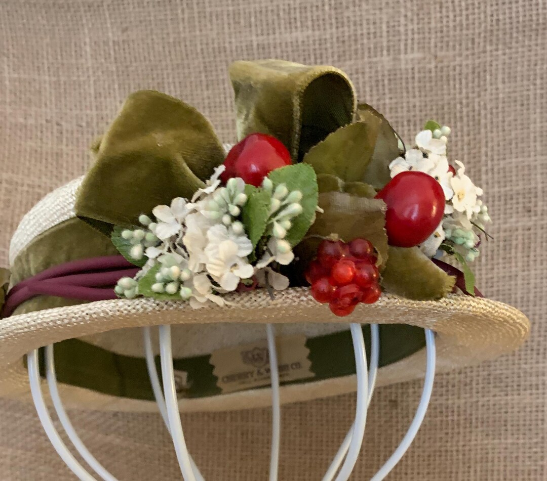 Fruit and Flowers Straw Hat, Cherry & Webb Straw Hat Adorned With Fruit ...