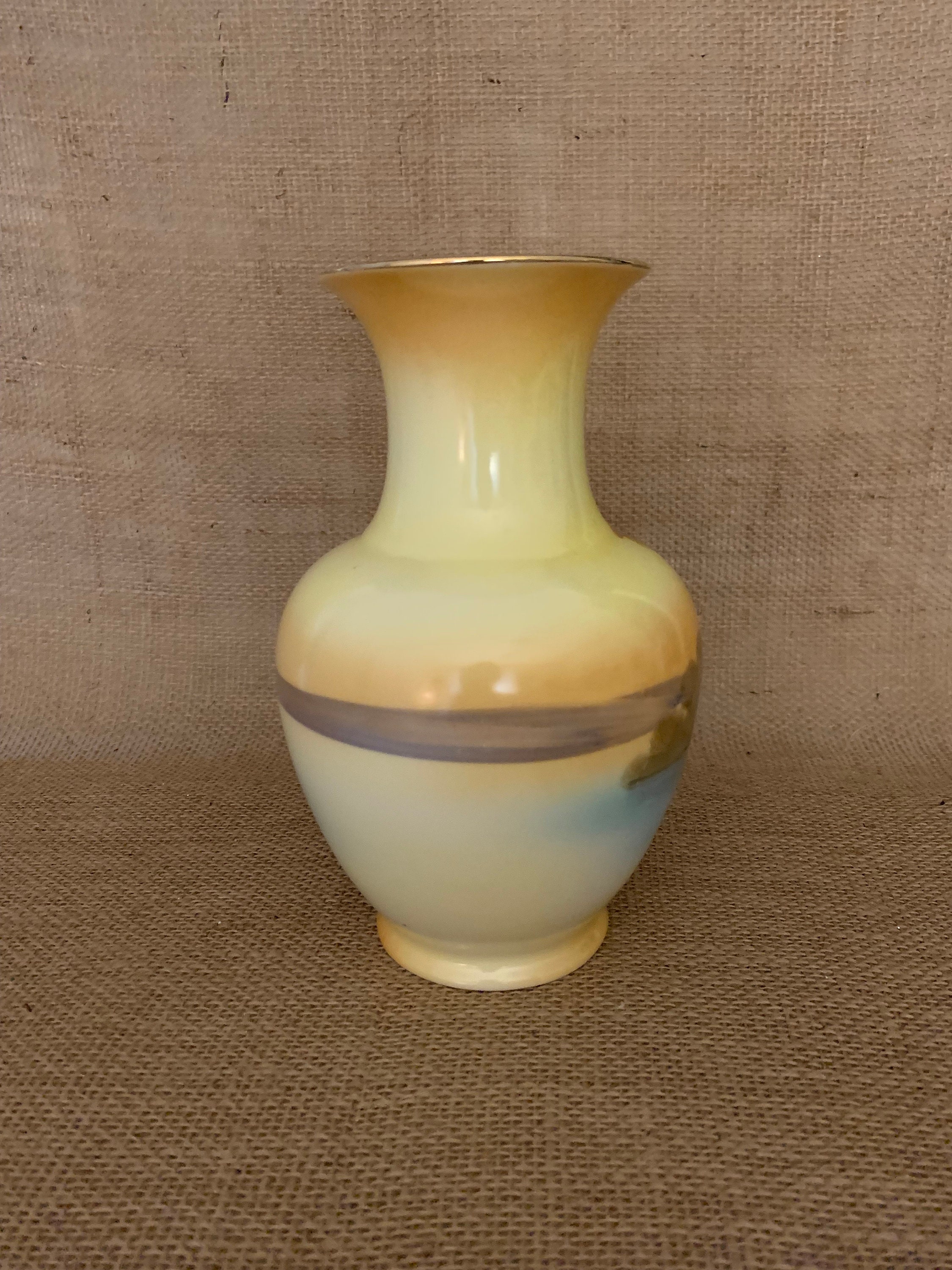 Noritake Green Label Yellow Vase 8 Morimura Brothers - Etsy
