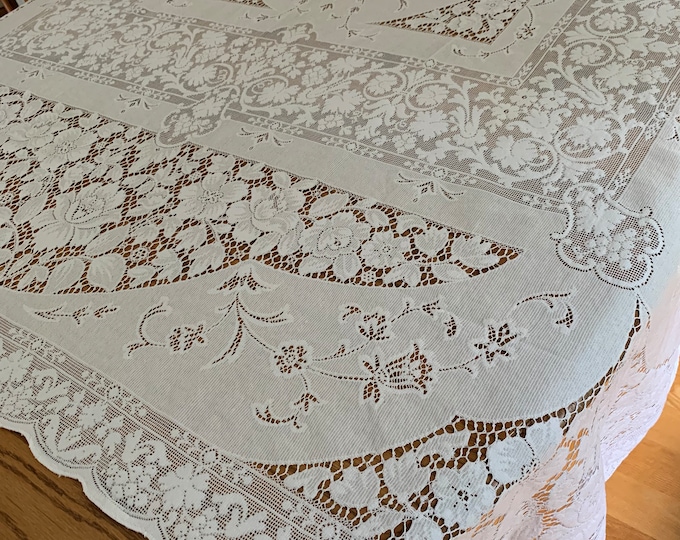 Vintage Quaker Lace "white House" Pattern Tablecloth - Etsy
