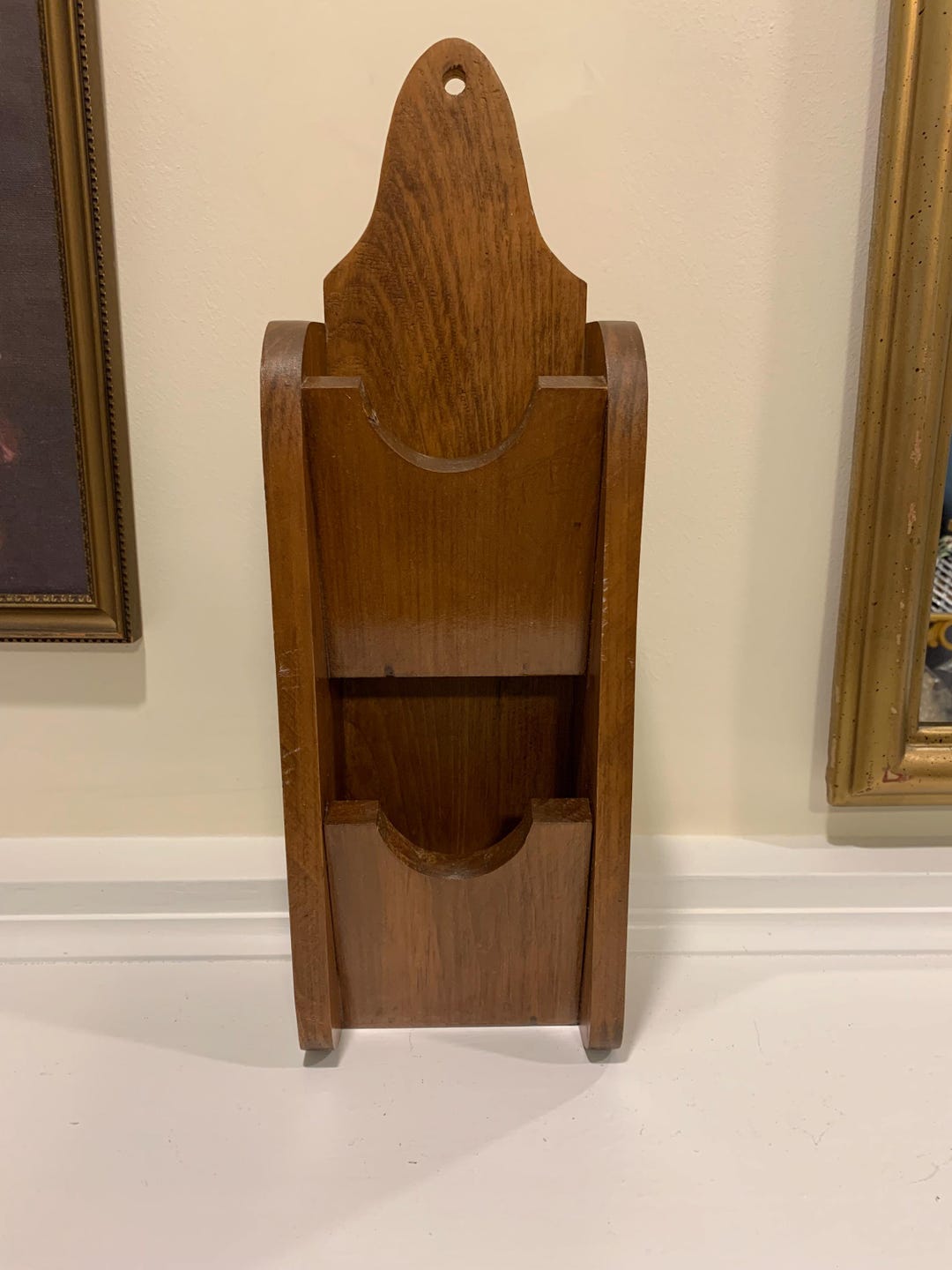 Wood Wall Mail Organizer With 2 Mail Pockets, Solid Wood Wall Hanging ...