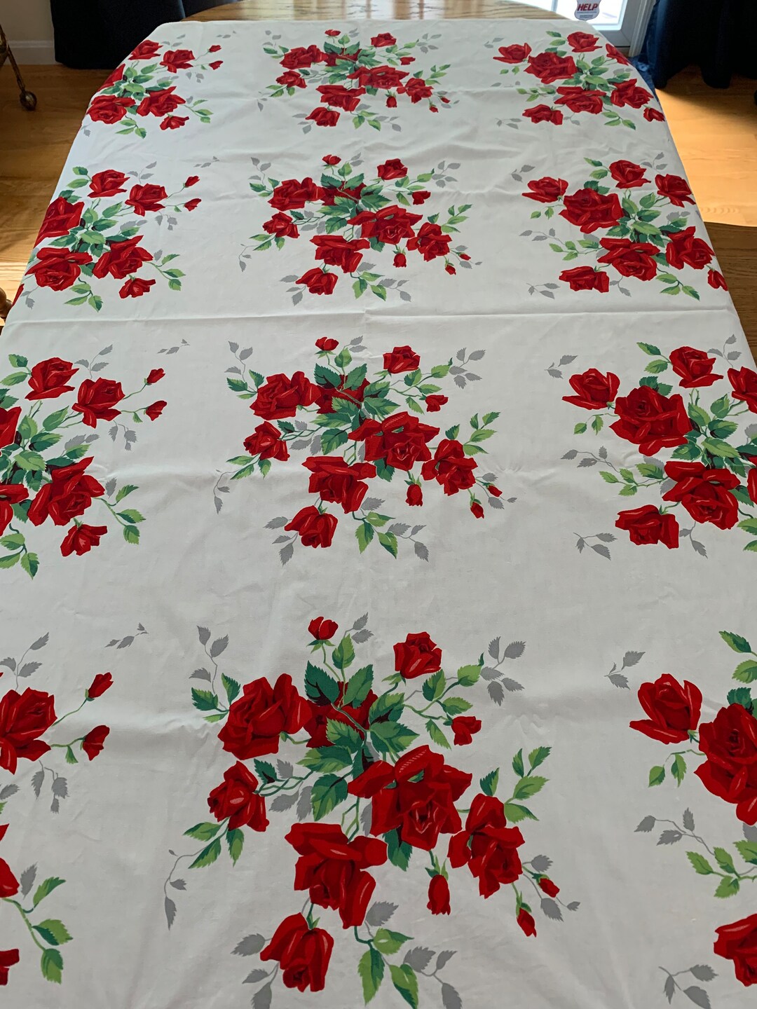 Vintage Wilendur Royal Red Roses Tablecloth, Vintage Red Roses Wilendur ...
