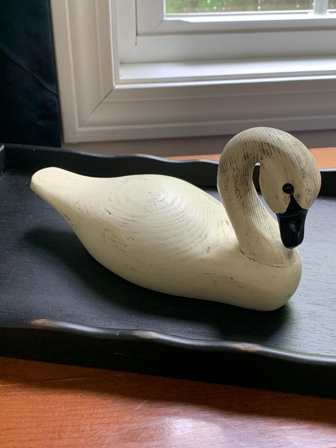 Wood Swan Decoy, 8” Swan Sculpture Carved Painted Wood Unsigned, Carved ...
