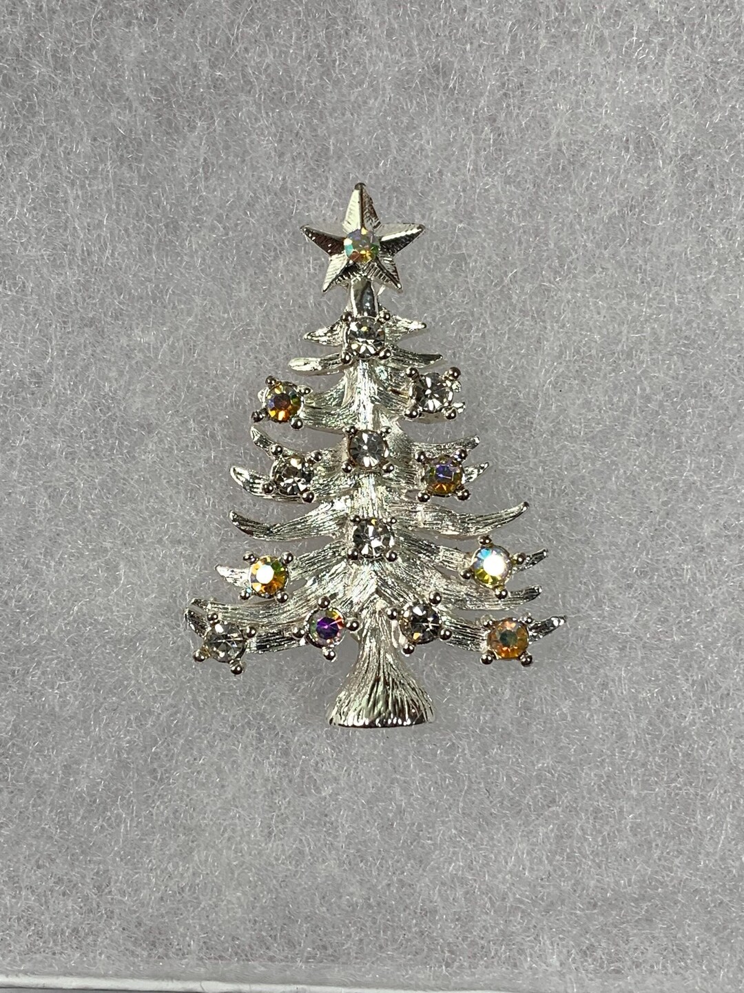 Vintage Eisenberg Ice Silver AB and Clear Rhinestone Christmas Tree ...