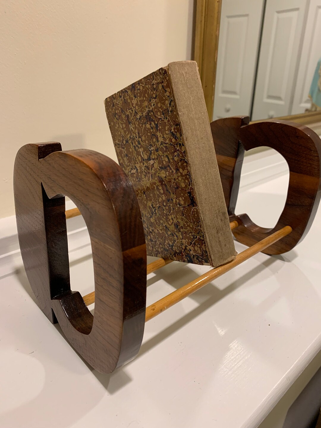 Vintage Wood Book Trough, Wood Book Rest, Wood Tabletop Book Holder ...