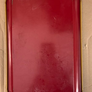Red Metal Tray Vintage Red Metal Tray With Yellow Daffodils - Etsy