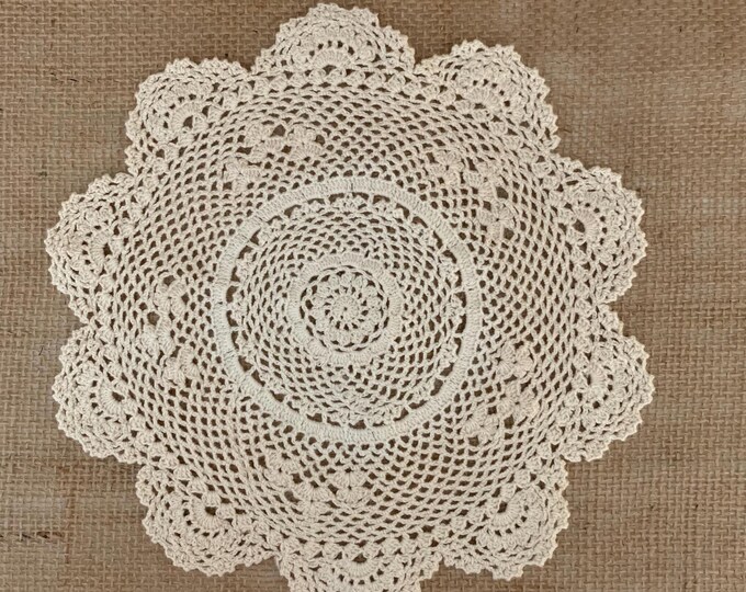 9 1/2" Round Crochet Doily, Ecru Color Round Crochet Doily, Crochet ...