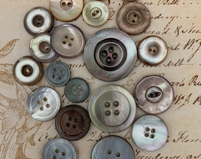 Antique Carved Shell Buttons, Smokey MOP Shell Buttons, Smokey MOP ...