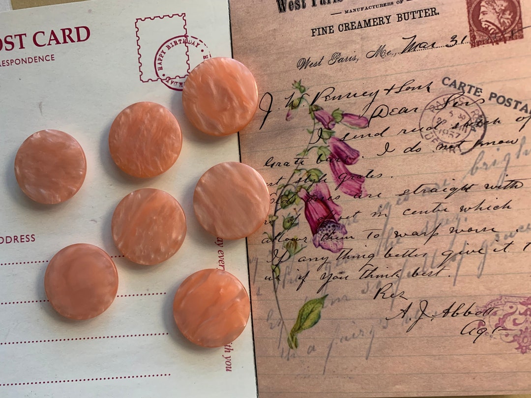 Plastic Peach Buttons, Set of 7 Peach Color Plastic Buttons - Etsy