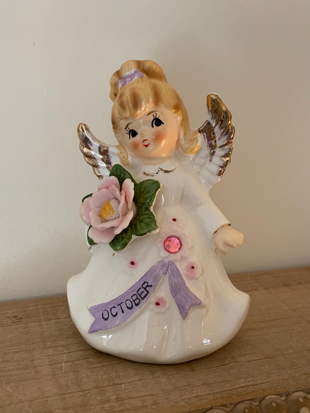 Lefton October Birthday Angel Figurine: Vintage Japan Collectible - Etsy